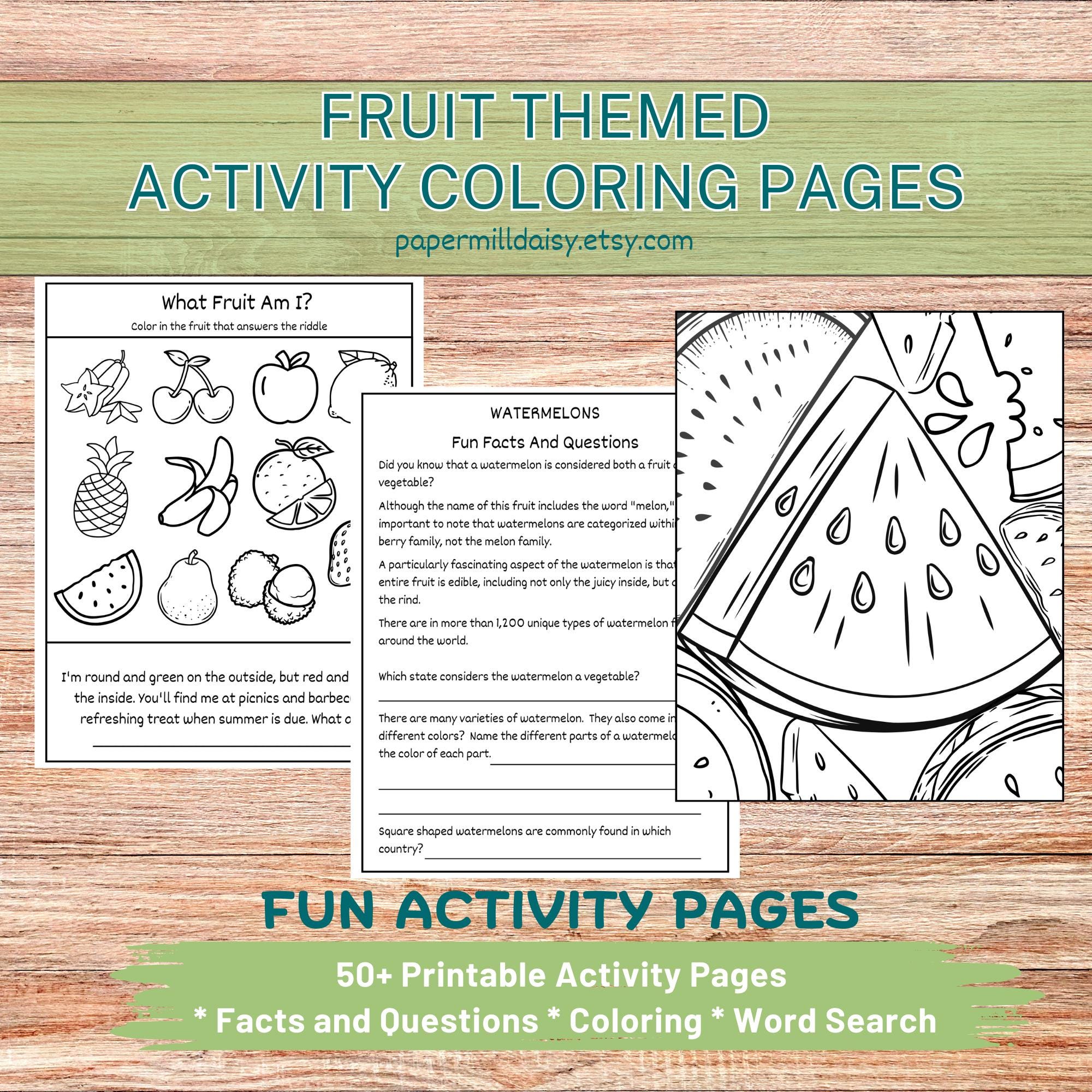 Fruit Activity Worksheets, Fruit Facts Activity, Kids Learning Activity ...