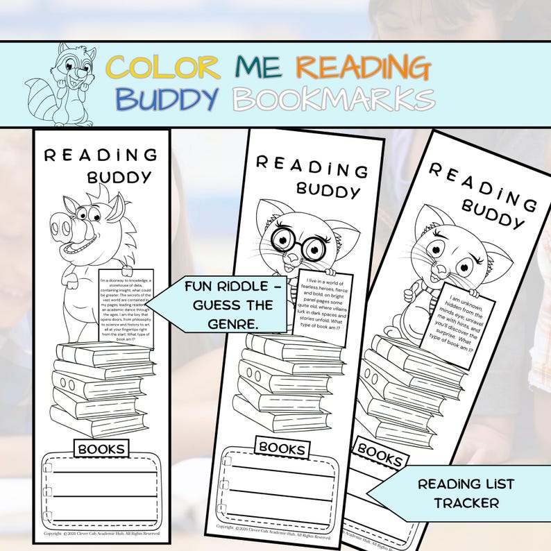 Printable Kids Coloring Bookmarks: Reading Log & List Tracker (PDF ...