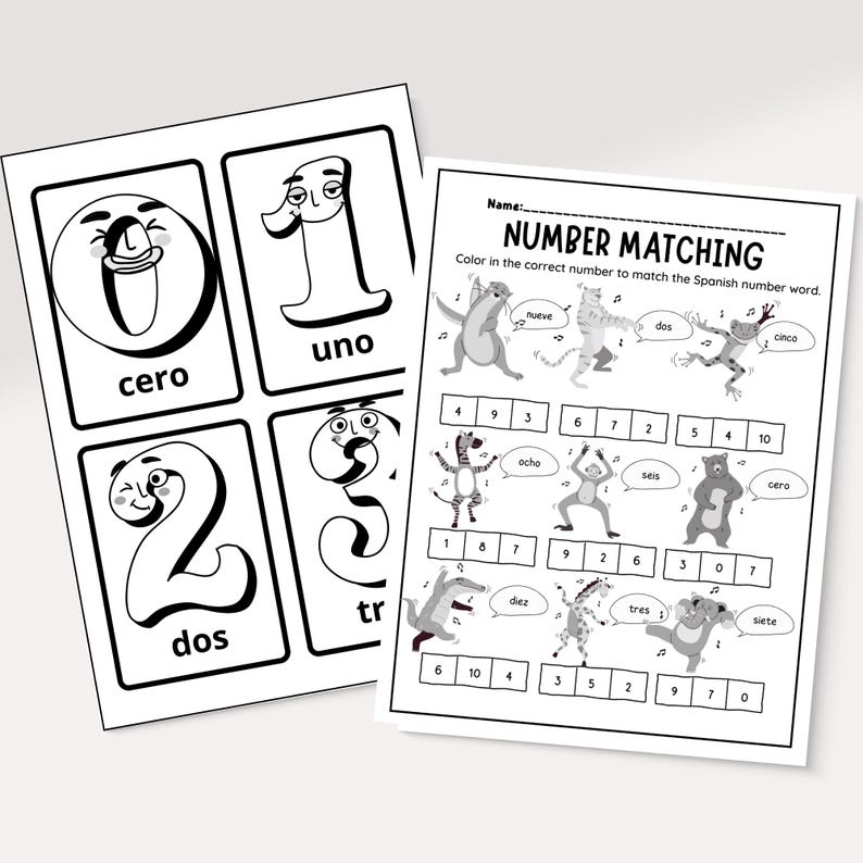 Spanish-english Number Flashcards: Bilingual Learning Worksheets (PDF ...