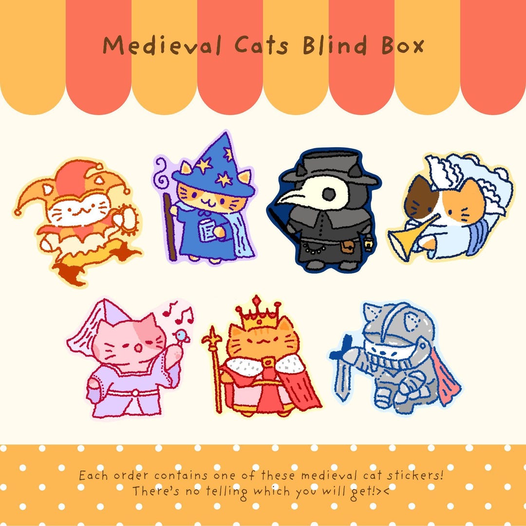 Medieval Cats | Sticker Blind Box - Etsy