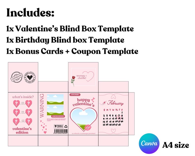 Custom Blind Box Template - Valentine's, Birthday, Gift Coupon - Etsy