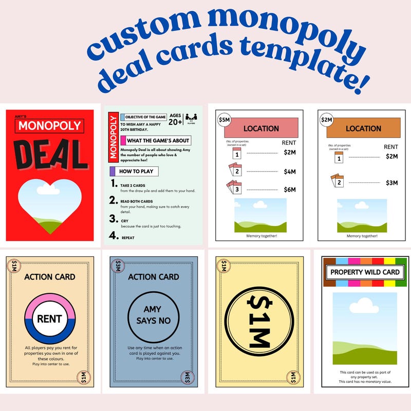 Monopoly vorlage karten - Etsy.de