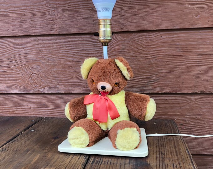 70s Creepy Fuzzy Teddy Bear Lamp , Vintage Lamp , Home and Living ...