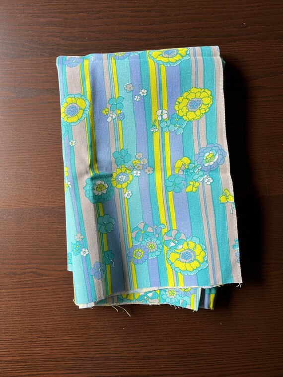 70s Block Print Fabric Material Mod Retro Flower Pattern - Etsy