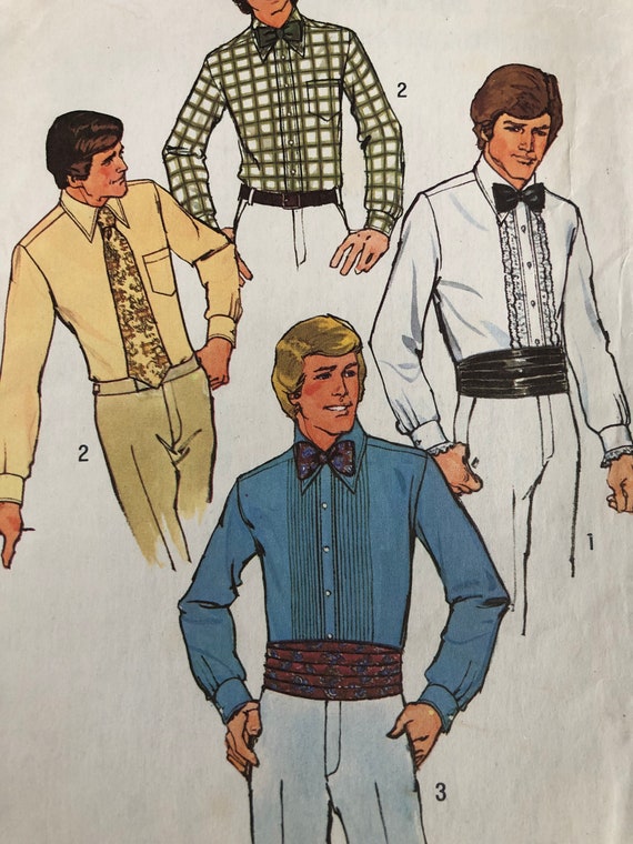 1975 Simplicity Pattern Co , tuxedo shirt pattern , u… - Gem