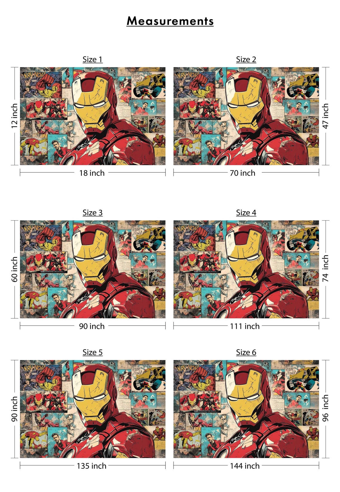 Comic Iron Man Wall Decal Marvel Characters Wall Sticker Avengers Wall ...