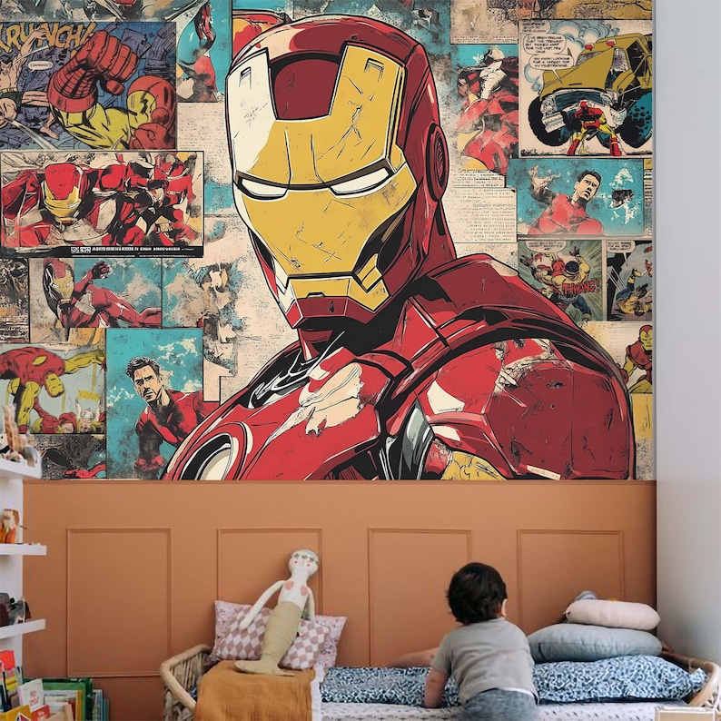 Comic Iron Man Wall Decal Marvel Characters Wall Sticker Avengers Wall ...