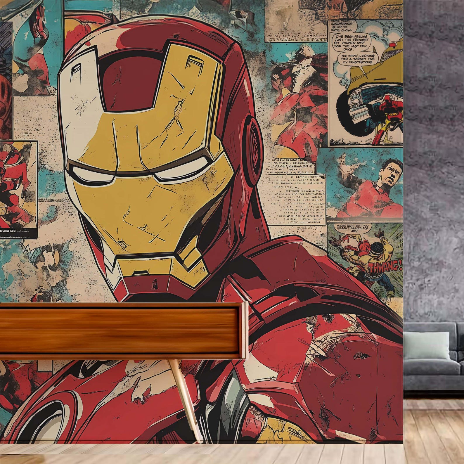 Comic Iron Man Wall Decal Marvel Characters Wall Sticker Avengers Wall ...
