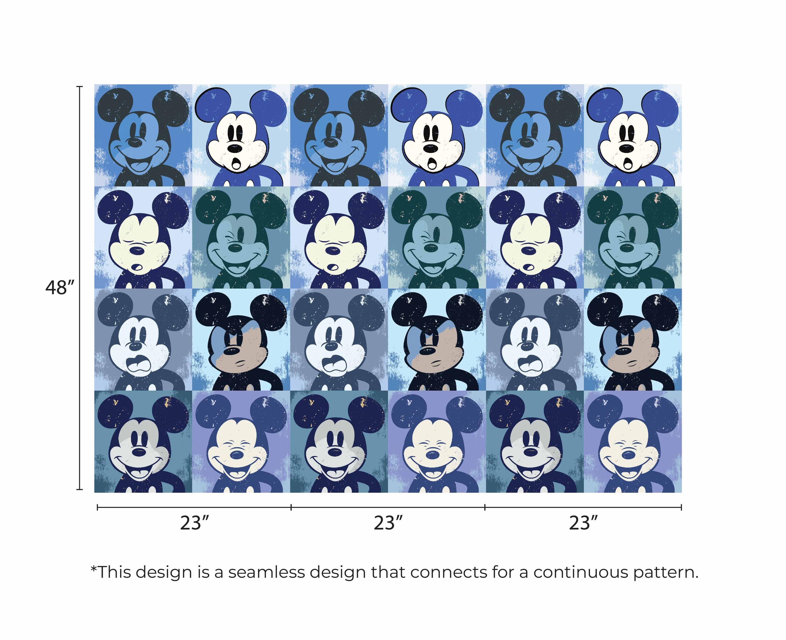 Vintage Mickey Wallpaper Blue Color Mickey Wall Decal Pop Art Wall ...