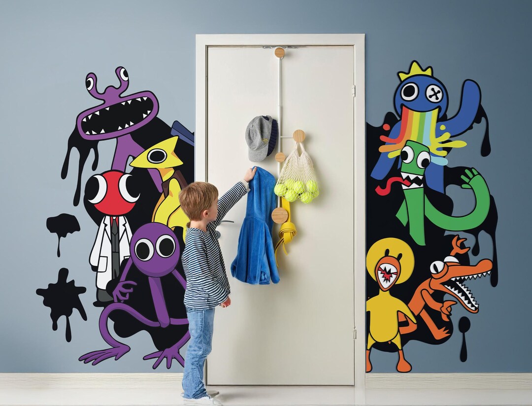 Rainbow Friends Wall Decal Color Monster Wall Sticker Blue Monster Wall ...