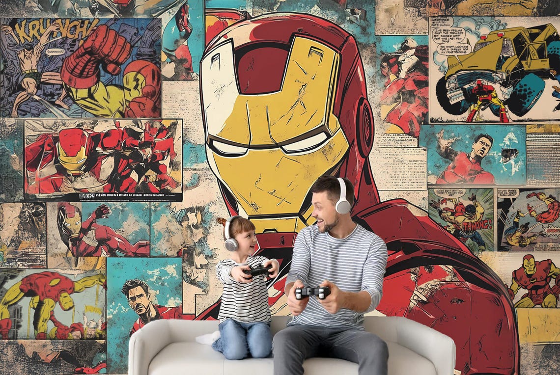 Comic Iron Man Wall Decal Marvel Characters Wall Sticker Avengers Wall ...