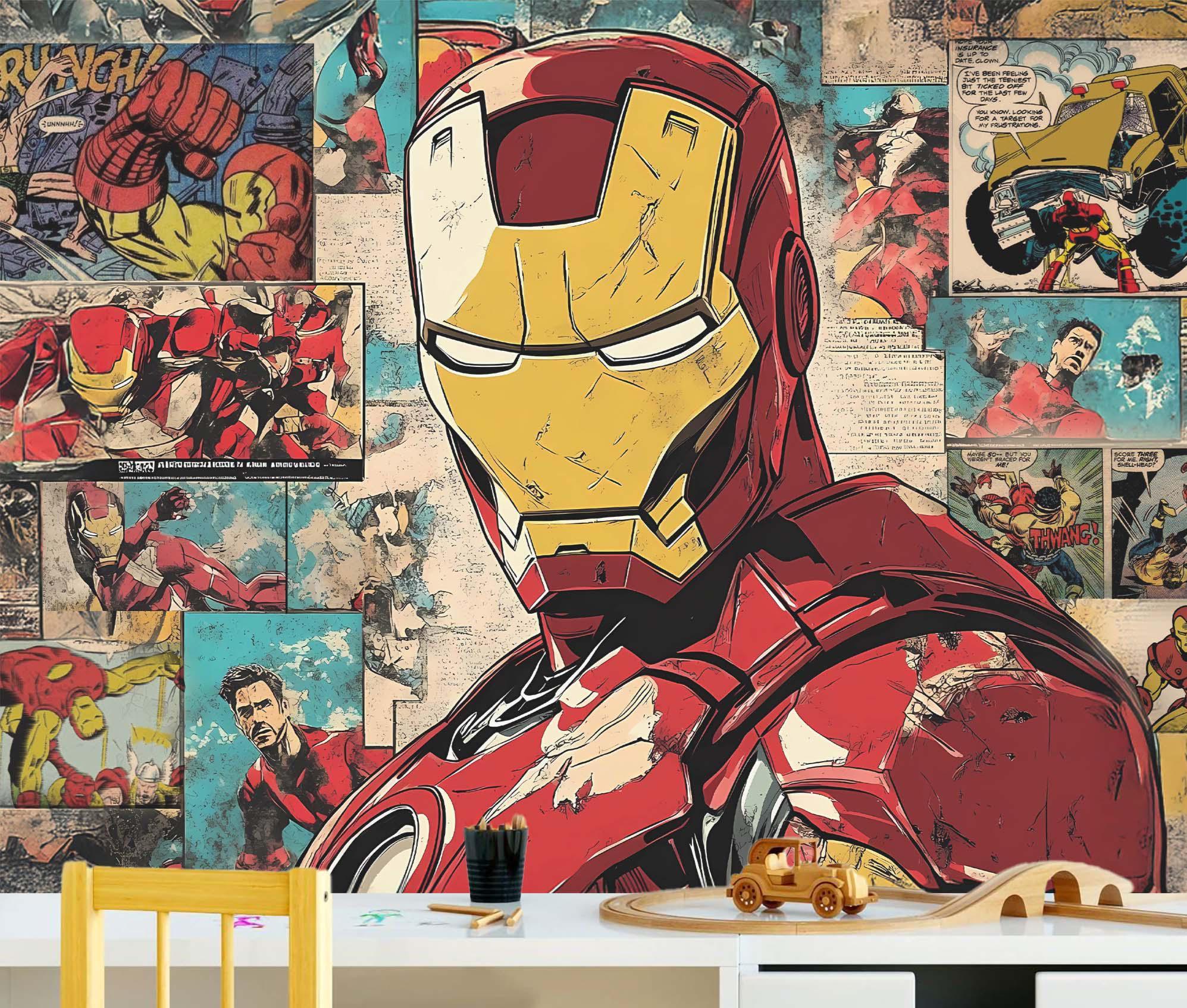 Comic Iron Man Wall Decal Marvel Characters Wall Sticker Avengers Wall ...