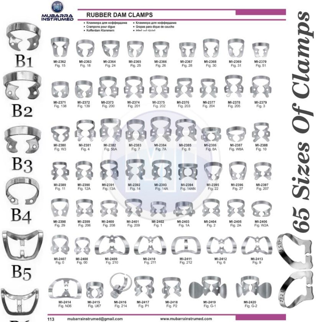 65 Size Endodontic Rubber Dam Clamps Dental Instruments Stainless ...