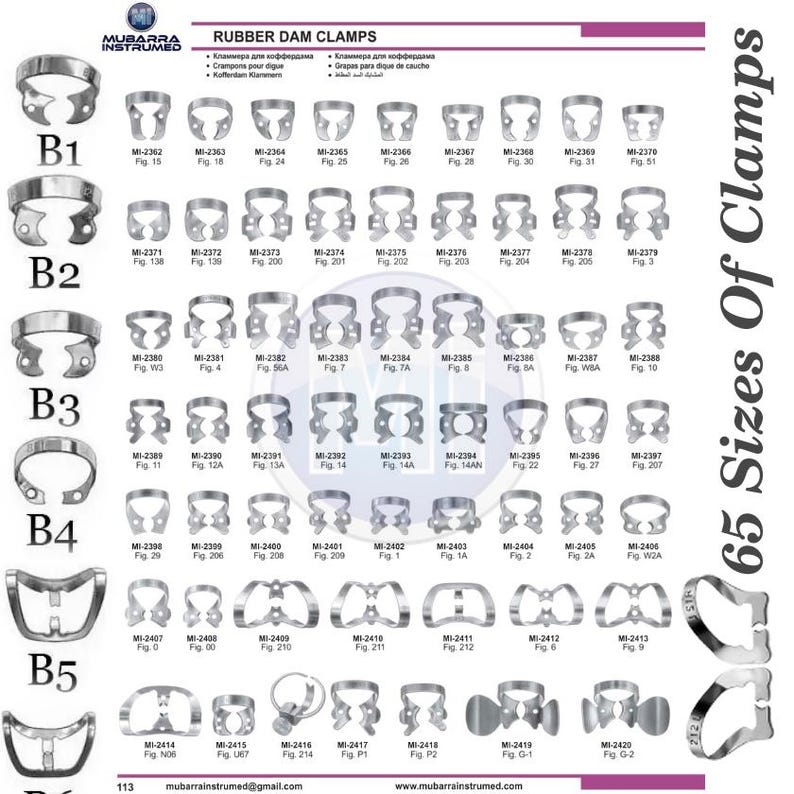 65 Size Endodontic Rubber Dam Clamps Dental Instruments Stainless ...