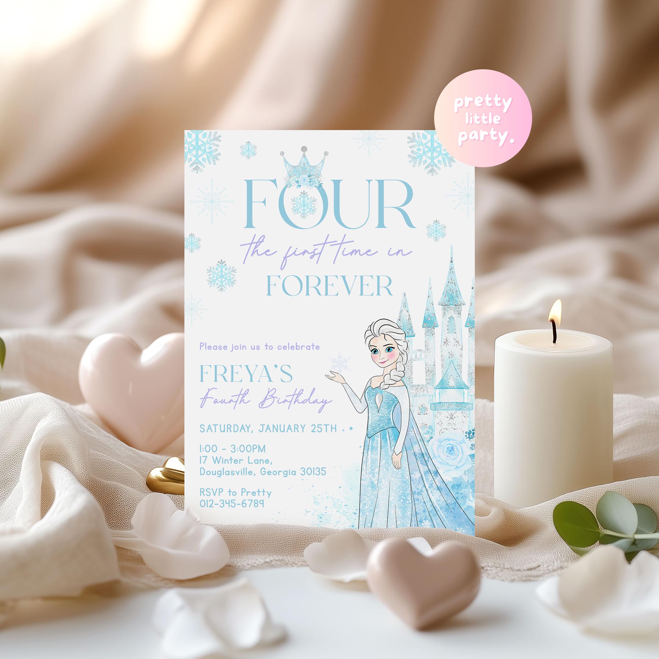 FOUR for the First Time in Forever Frozen Birthday Party Invitation ...
