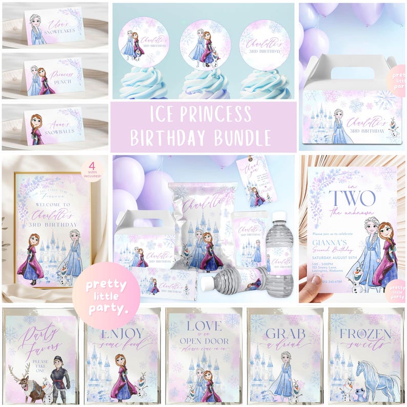Editable in TWO the Unknown Frozen Birthday BUNDLE | 2nd Ice Snow ...