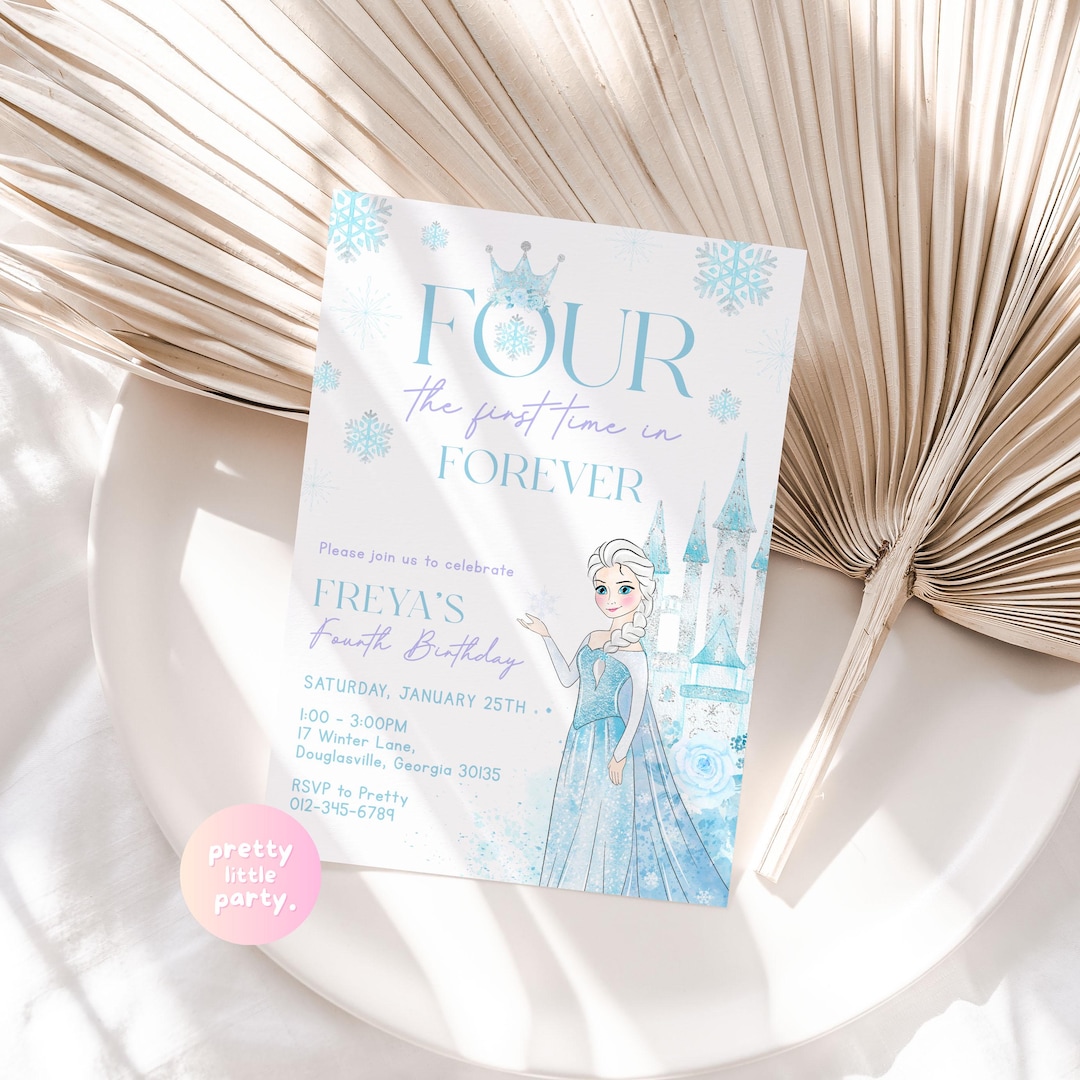 FOUR for the First Time in Forever Frozen Birthday Party Invitation ...
