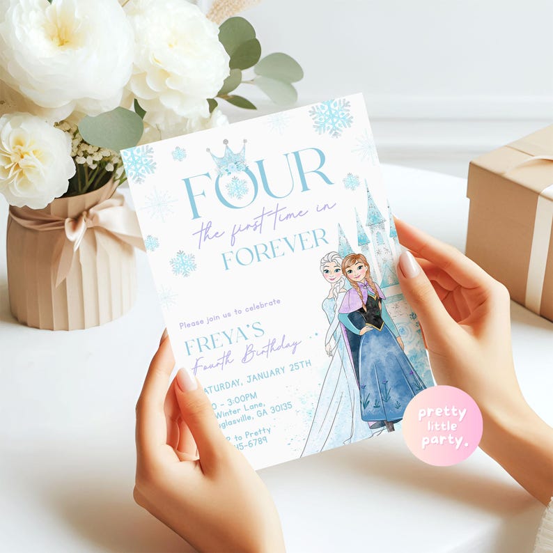 FOUR for the First Time in Forever Frozen Birthday Party Invitation ...