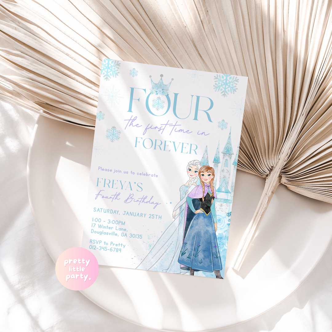 FOUR for the First Time in Forever Frozen Birthday Party Invitation ...