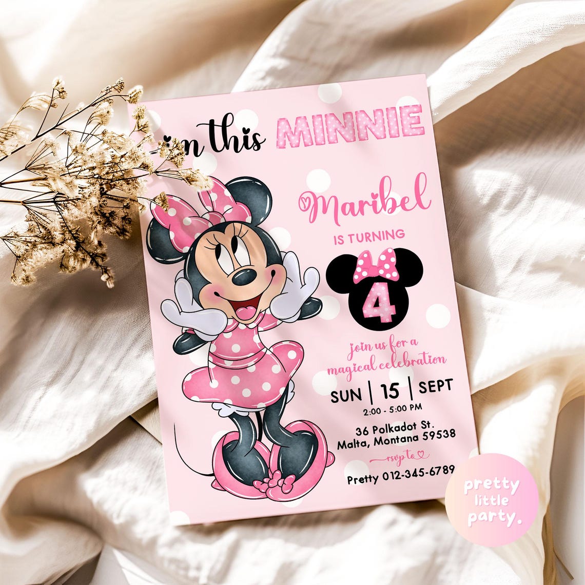 I'm This Minnie 4th Minnie Mouse Birthday Party Invitation | Editable ...