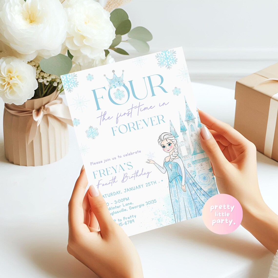 FOUR for the First Time in Forever Frozen Birthday Party Invitation ...