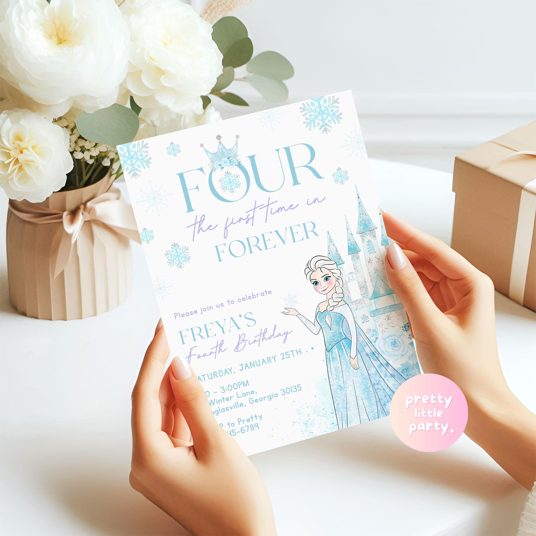 FOUR for the First Time in Forever Frozen Birthday Party Invitation ...