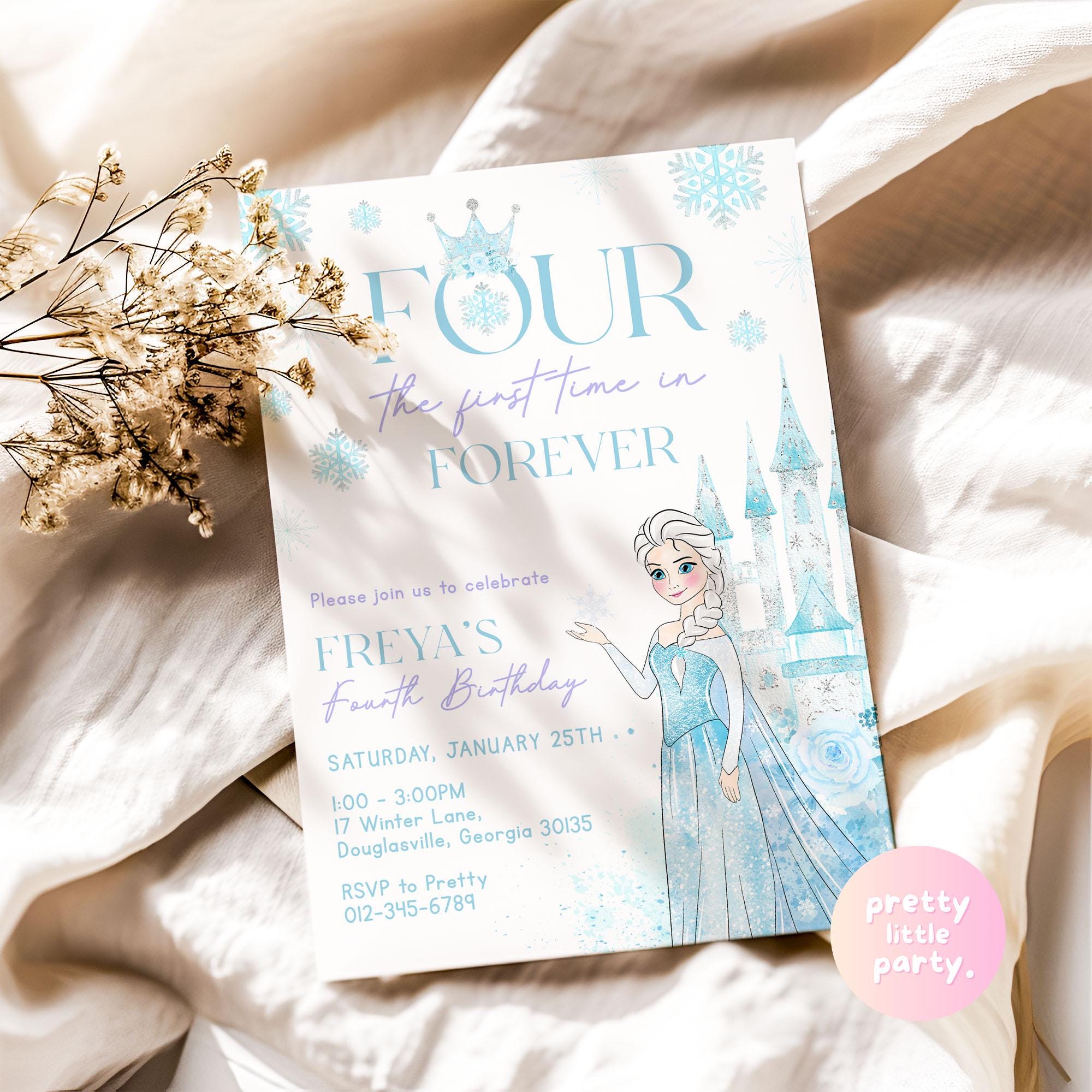FOUR for the First Time in Forever Frozen Birthday Party Invitation ...