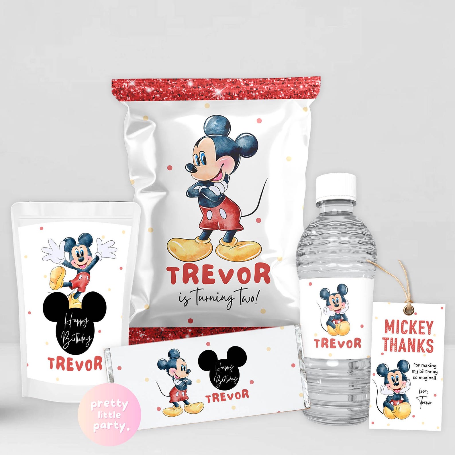 Mickey Mouse Birthday Chips Bags | Mickey Red Yellow Black White Snack ...