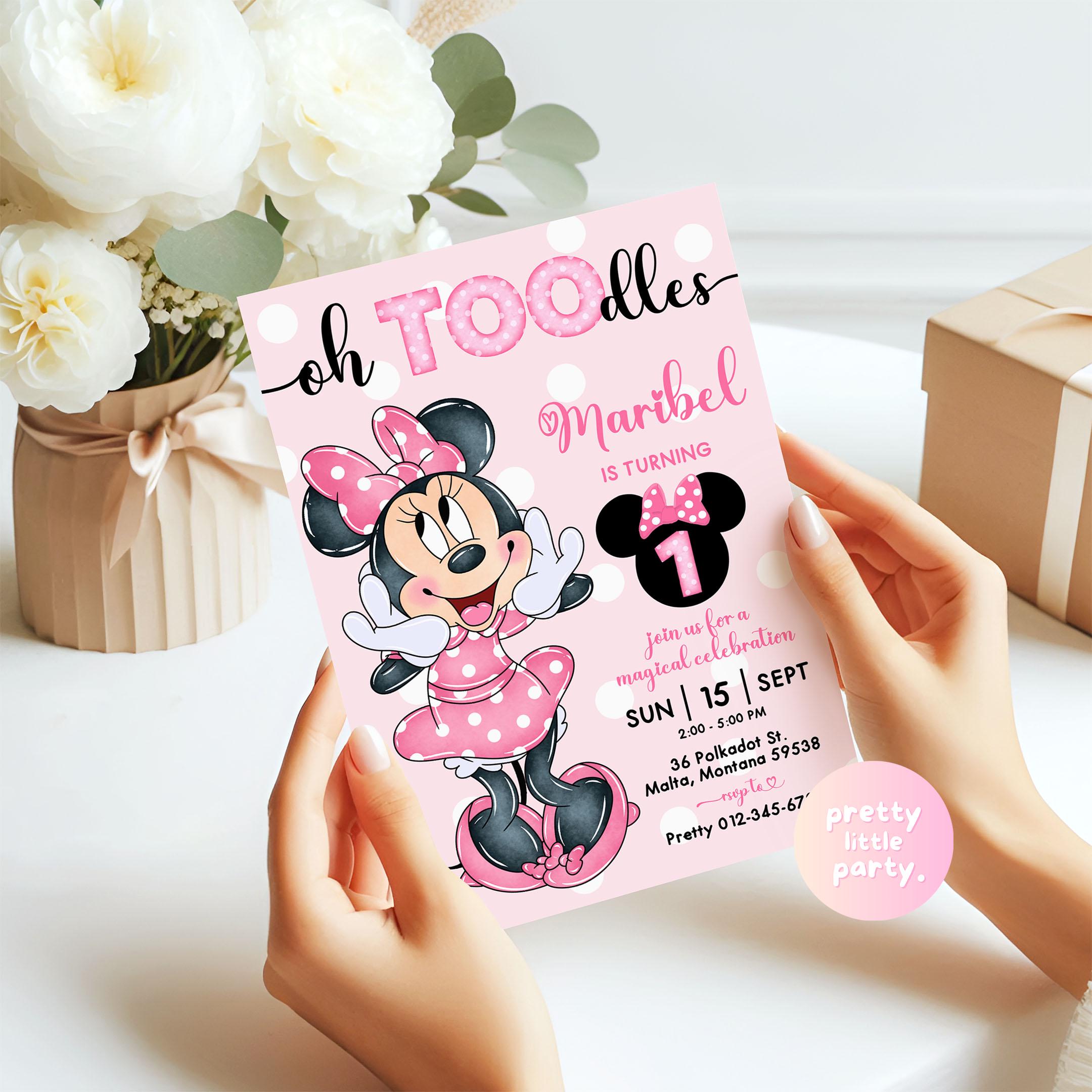 Oh Toodles 1st Minnie Mouse Birthday Party Invitation | Editable ...