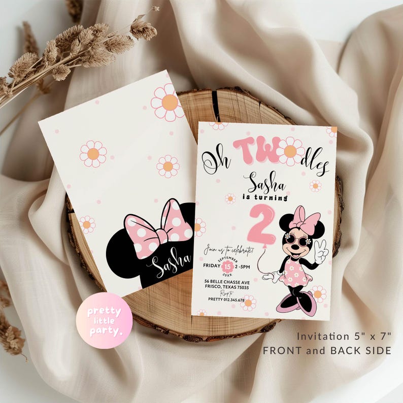 Oh Twodles Balloon Minnie Mouse Birthday Party Invitation | Groovy ...