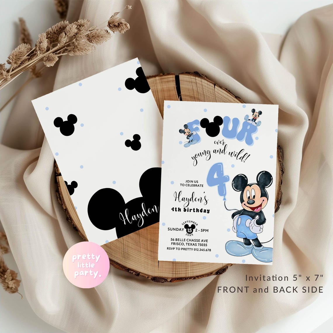 FOUR Ever Young & Wild Mickey Mouse Birthday Party Invitation | 4th ...