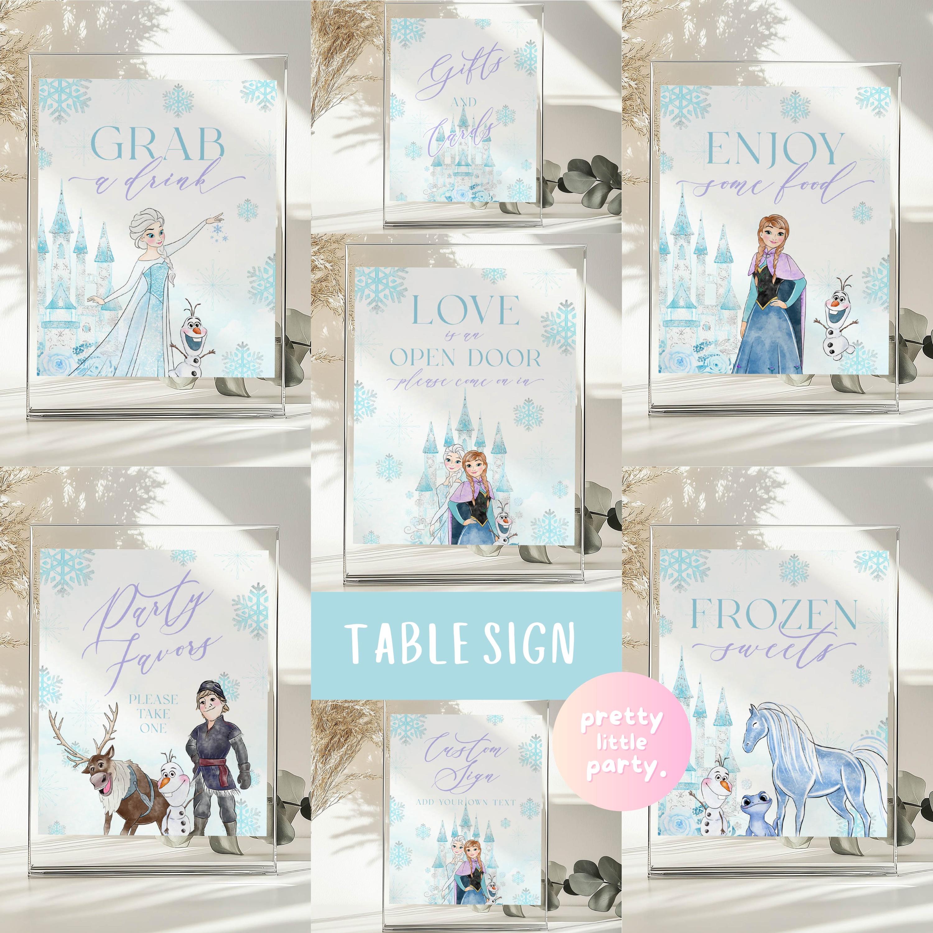 Editable Ice Snow Winter Princess Party Table Sign | Frozen Birthday ...