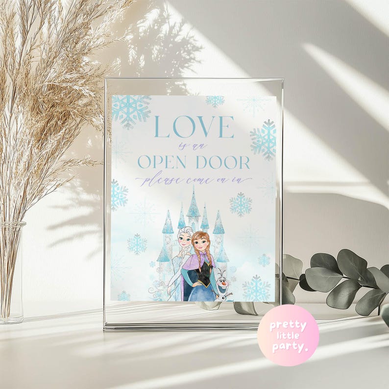 Editable Ice Snow Winter Princess Party Table Sign | Frozen Birthday ...
