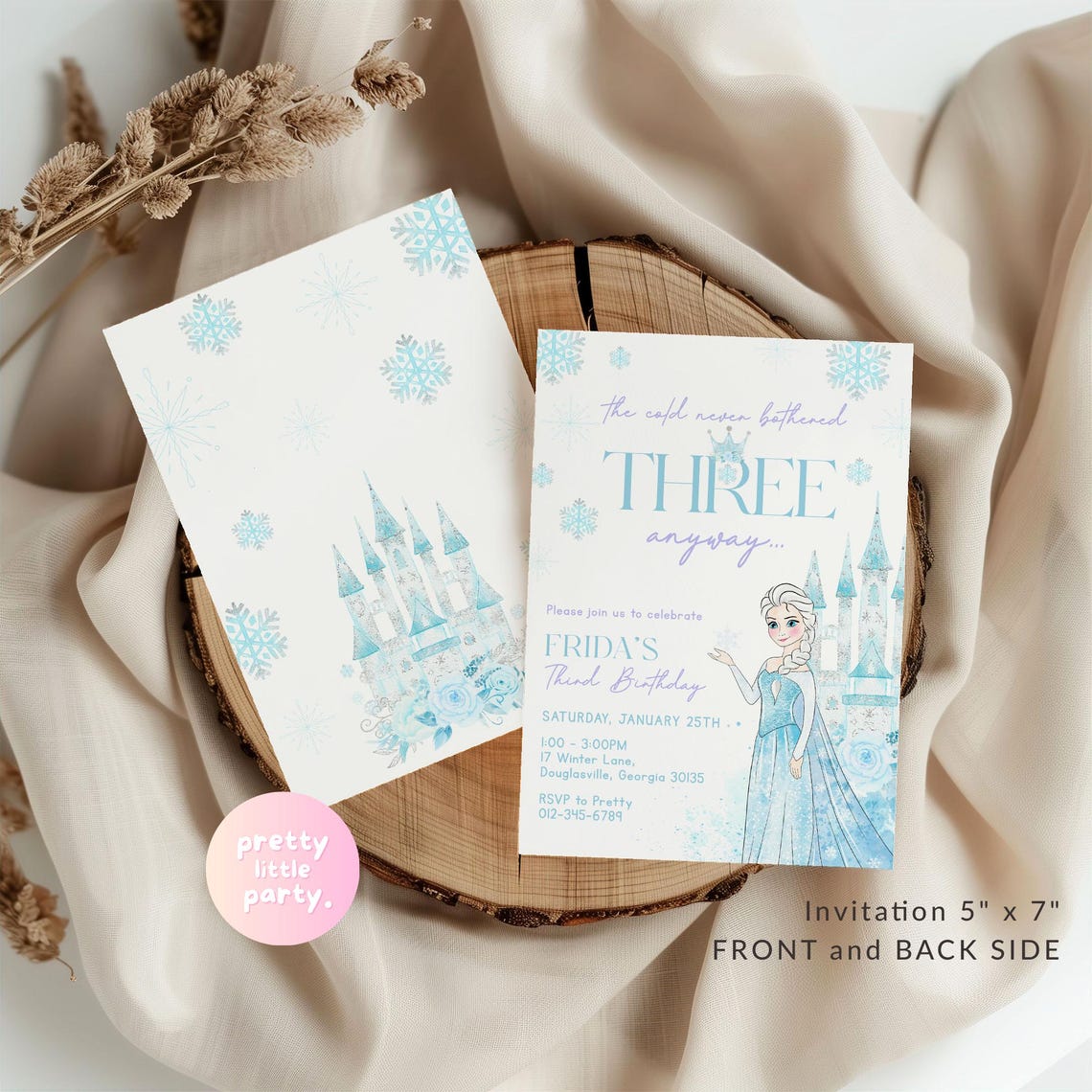 The Cold Never Bothered THREE Frozen Castle Birthday Party Invitation ...