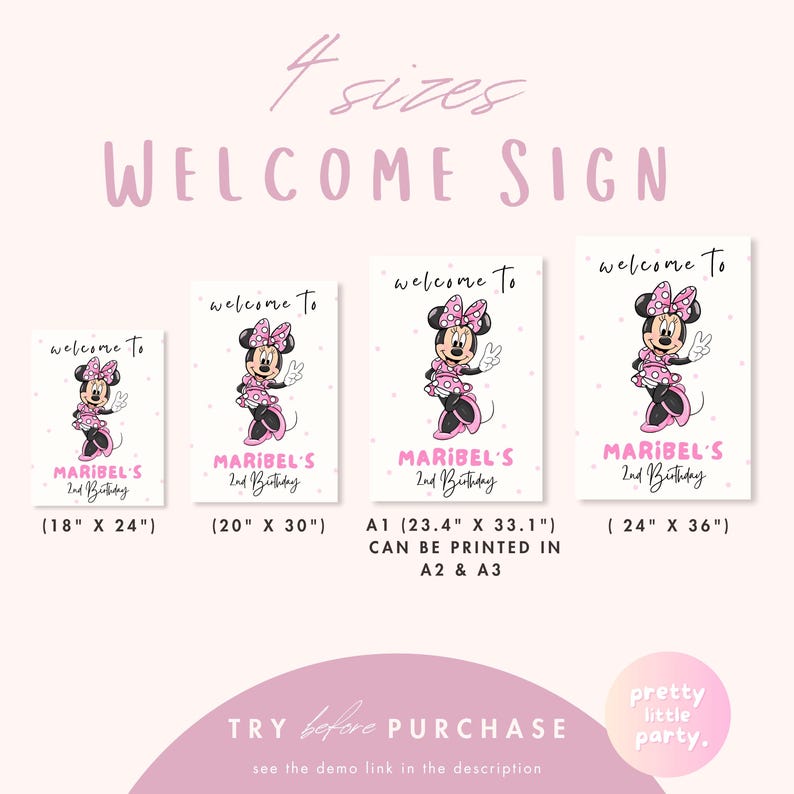 Oh Twodles Minnie Mouse Birthday Party Welcome Sign | Modern Minnie ...