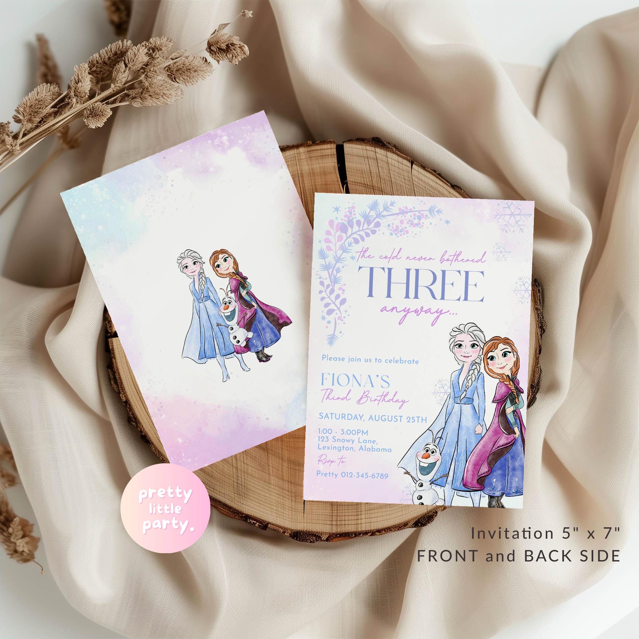Editable the Cold Never Bothered THREE Frozen Castle Birthday Party Invitation | Ice Snow Winter ...