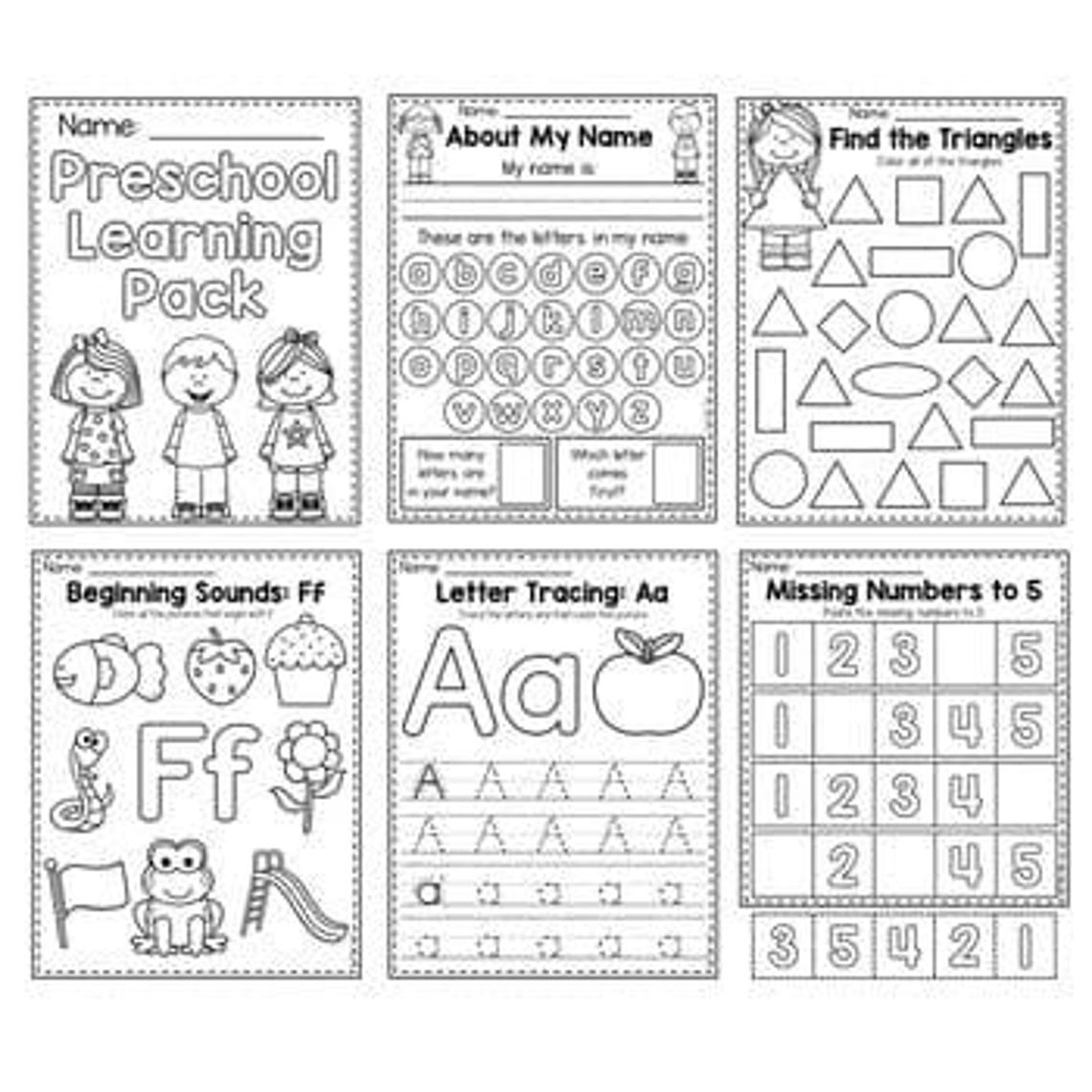 Preschool Worksheet, Homeschool Pack, Preschool Learning Pack - Etsy