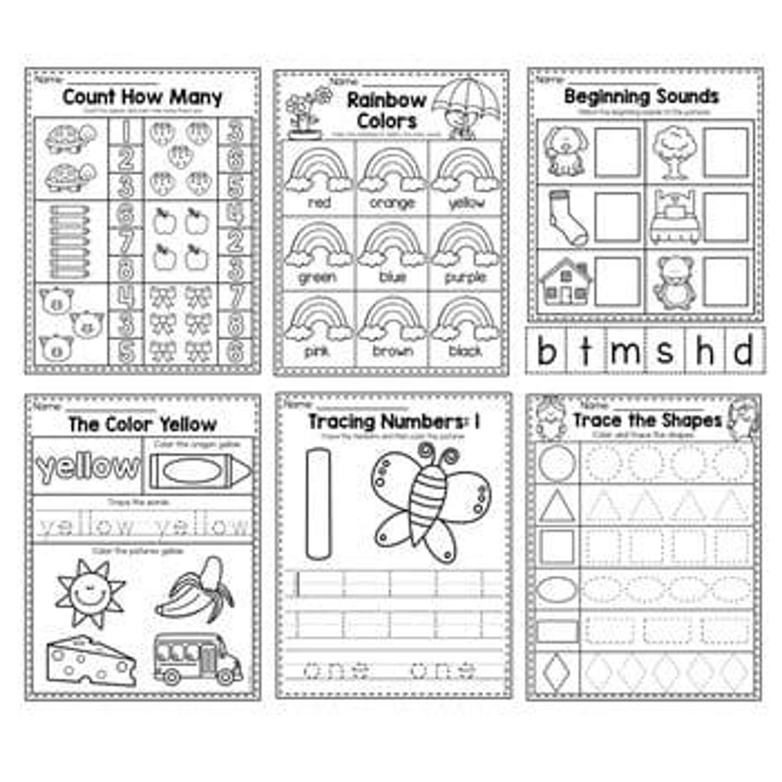 Preschool Worksheet, Homeschool Pack, Preschool Learning Pack - Etsy