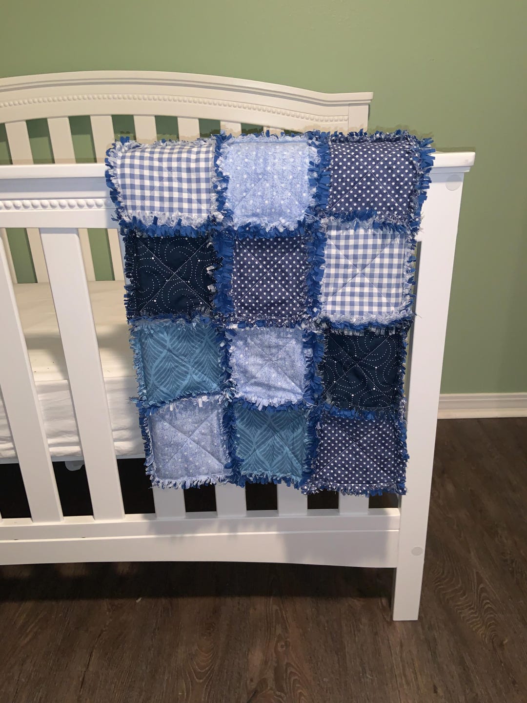 Blue Rag Quilt | Baby Boy | Baby Shower Baby Quilt | Crib Quilt Blanket ...