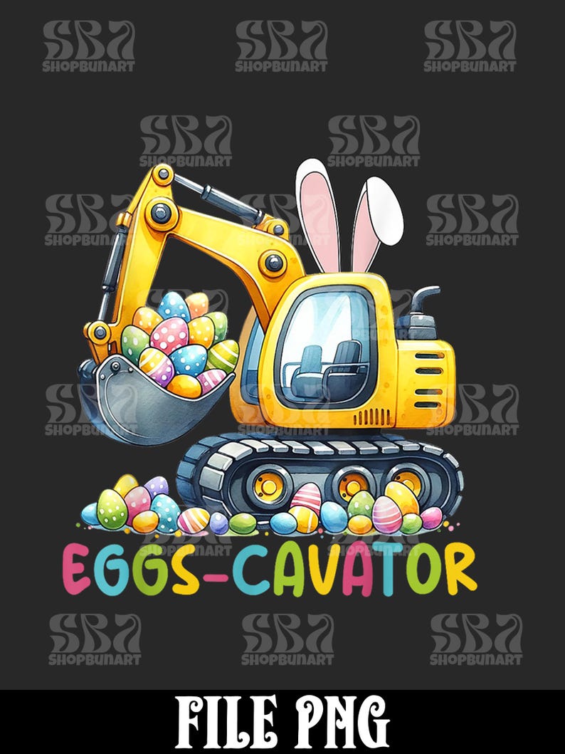 Happy Easter PNG, Retro Easter Design, Watercolor Eggs-cavator PNG ...
