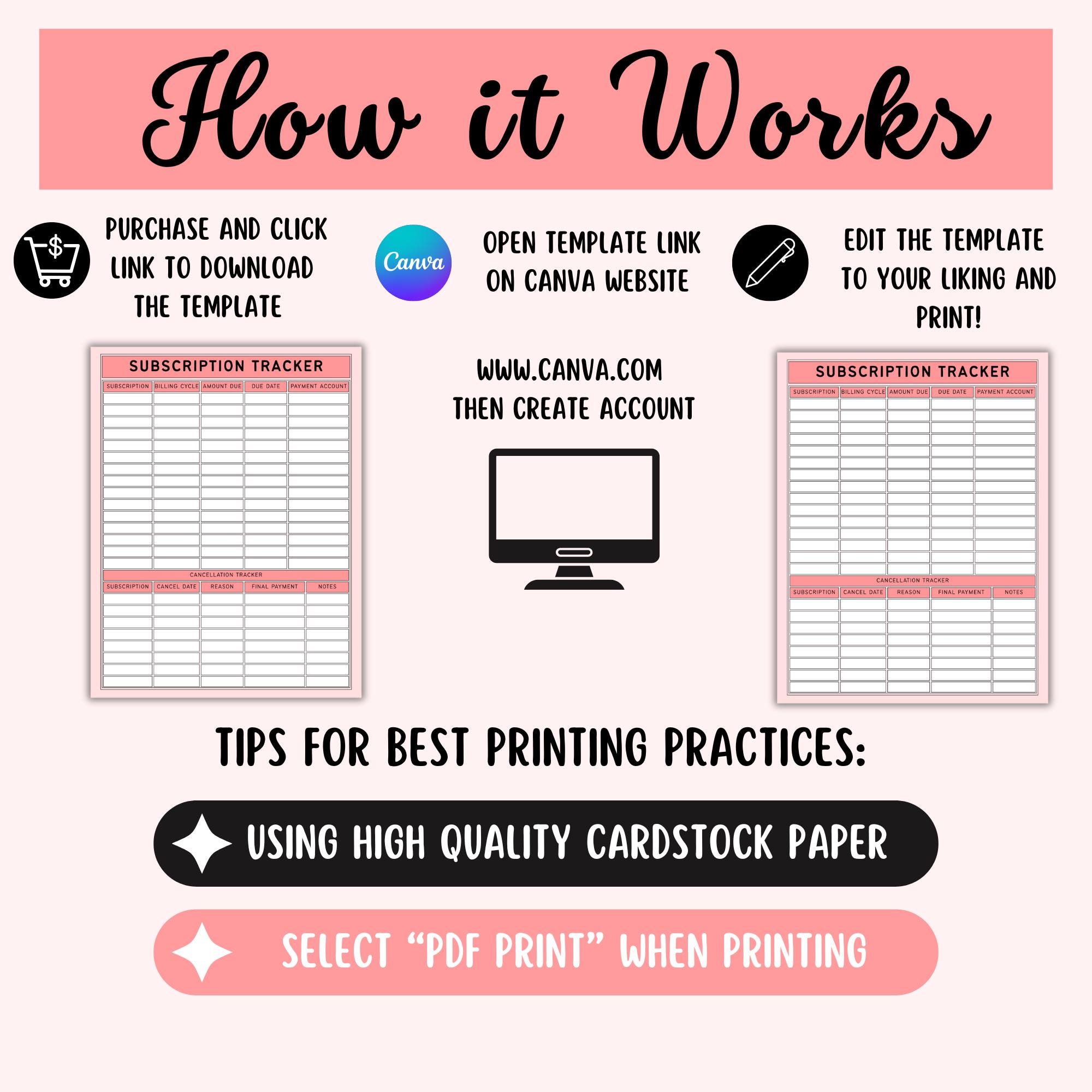 Subscription Tracker Printable | Membership Log | Budget Planner ...