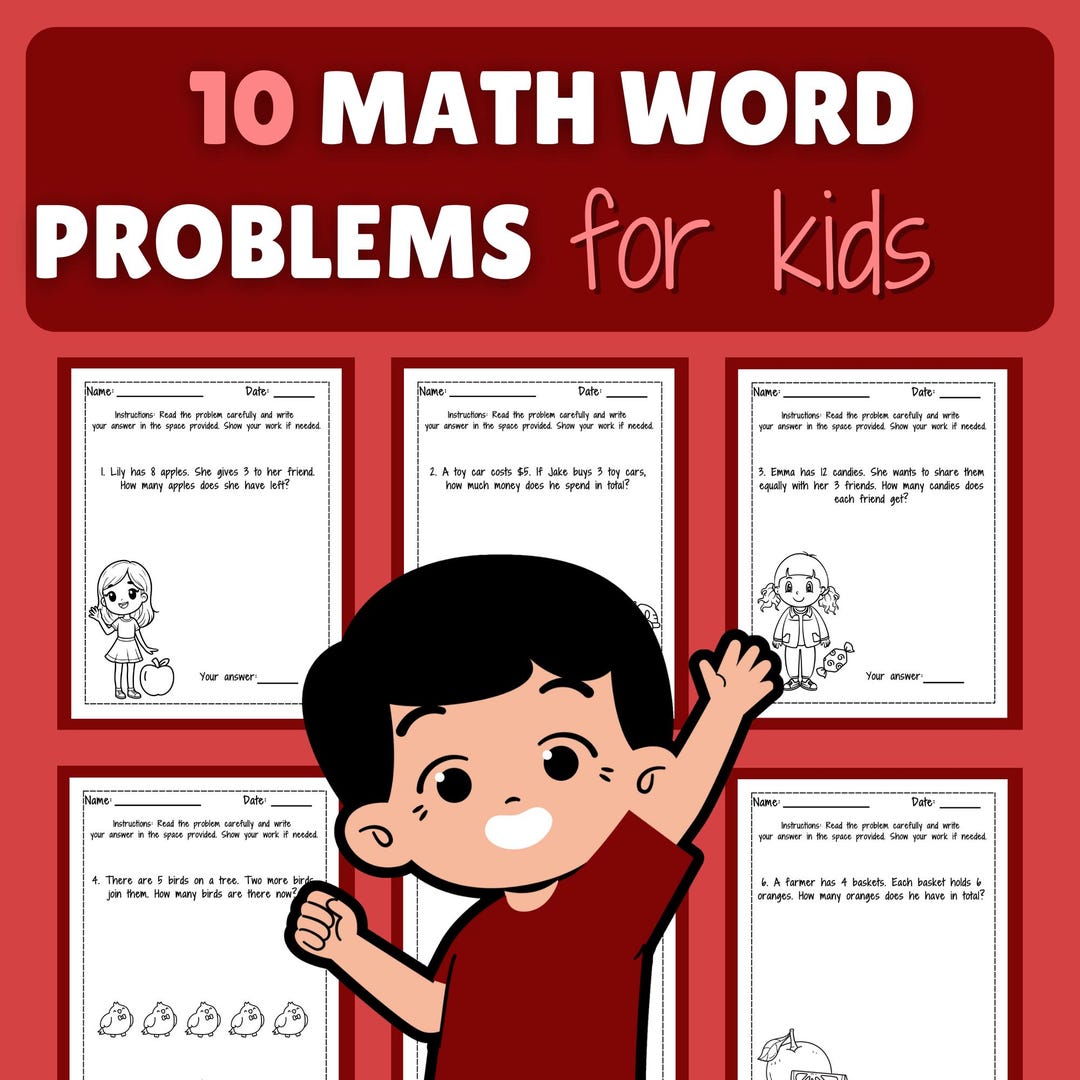 10-page Printable Word Problem Worksheets for Kids – Fun Math ...