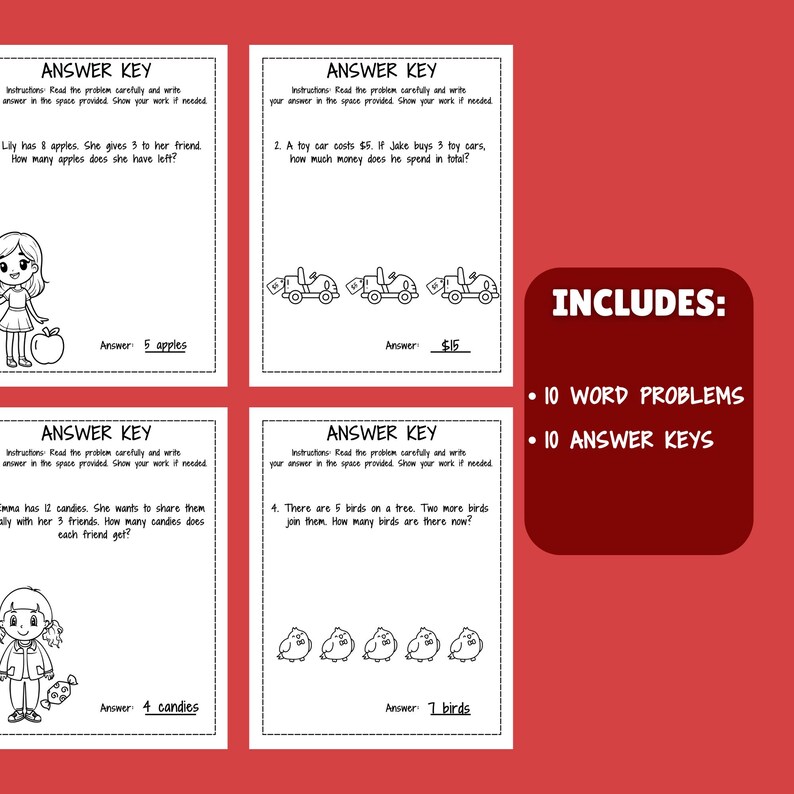10-page Printable Word Problem Worksheets for Kids – Fun Math ...