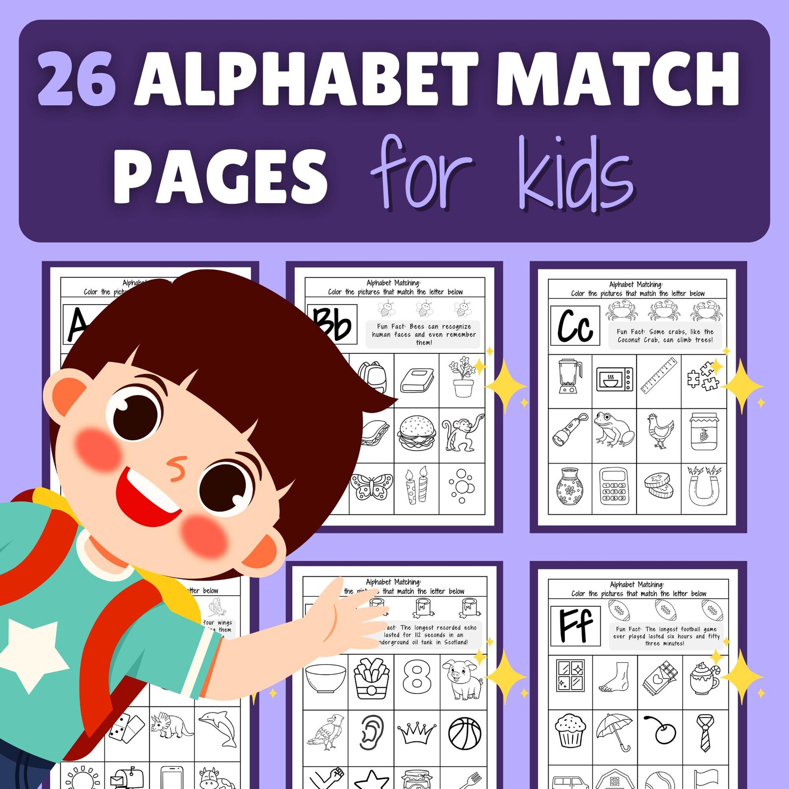 Alphabet Matching Worksheets Printable for Kids | Fun and Educational ...