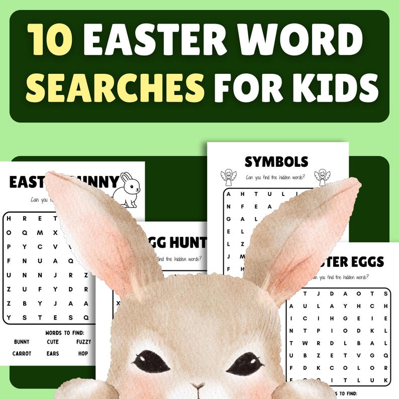 10 Page Easter Word Search for Kids Fun Kids Activity Pages Easter ...