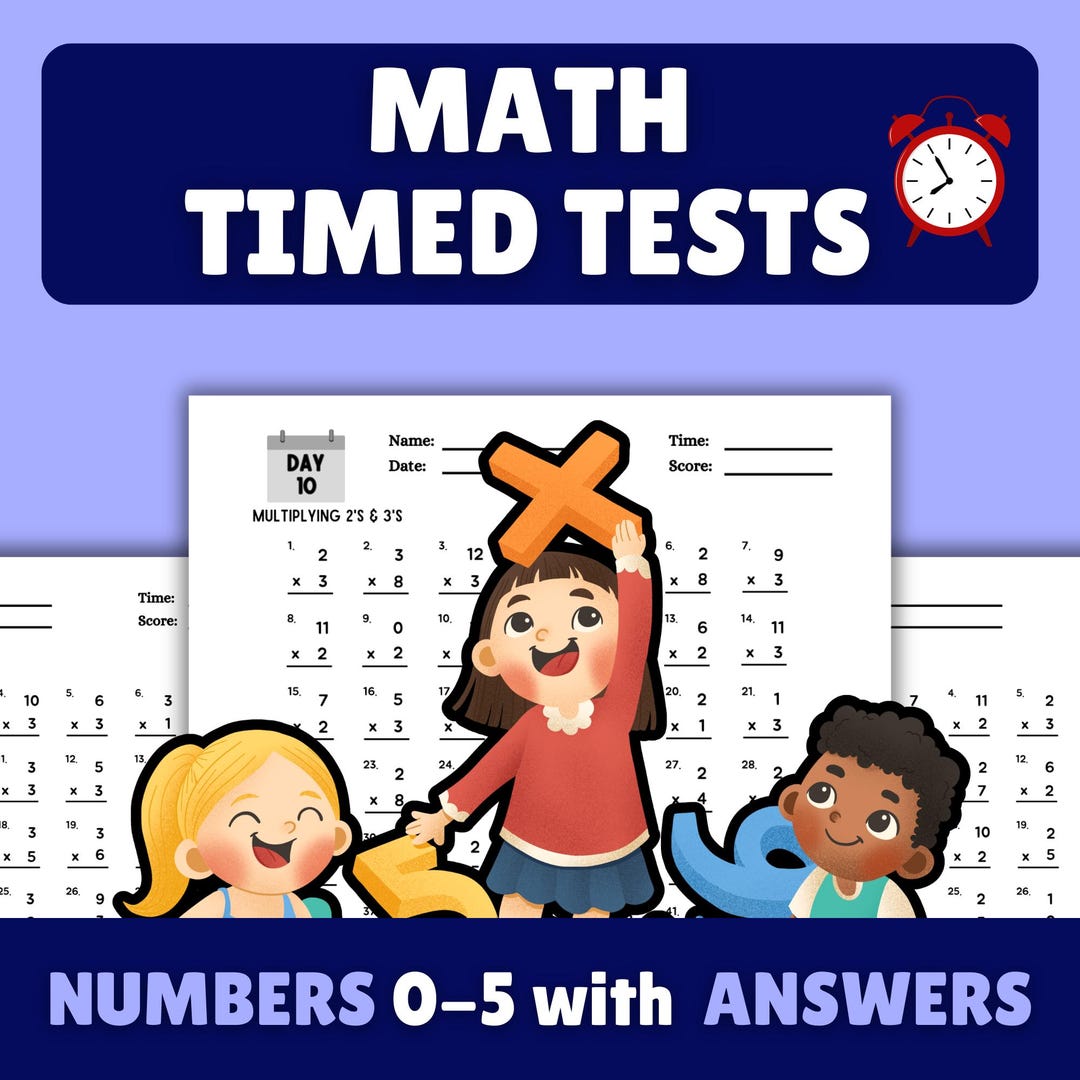 Math Timed Tests Worksheets - Multiplication - Instant Download ...