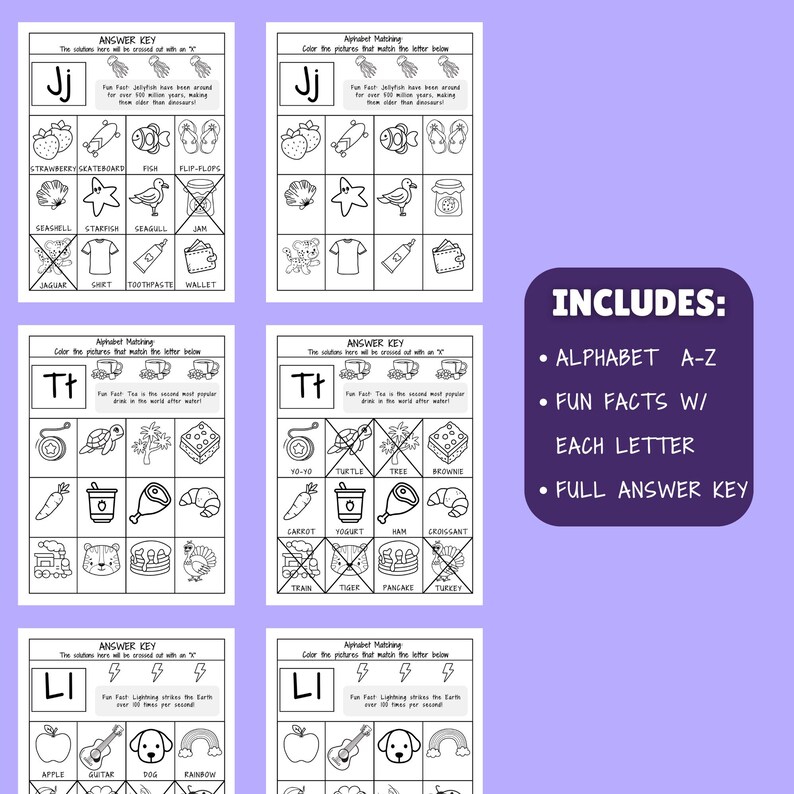 Alphabet Matching Worksheets Printable for Kids | Fun and Educational ...