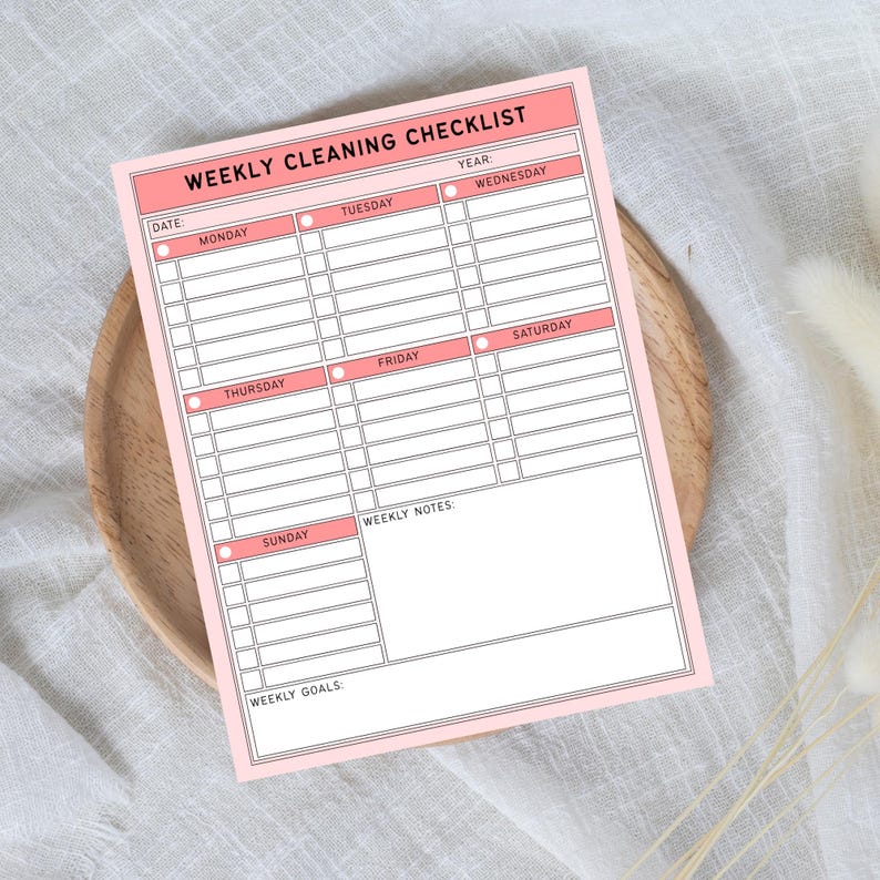 Editable Weekly Cleaning Checklist Printable | House Cleaning Planner ...