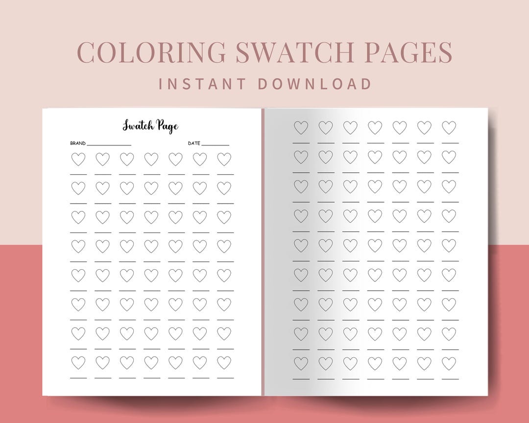 Coloring Swatch Page / Marker Test / Color Chart Swatching / Adult ...