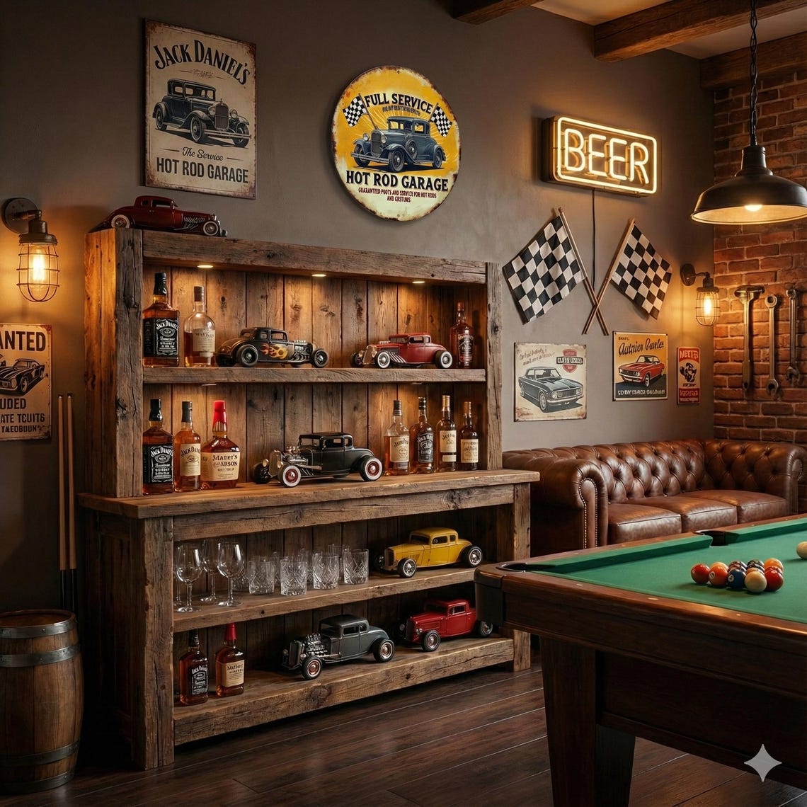 Vintage Hot Rod Garage Tin Sign-wall Art-classic Car Decor for Man Cave ...